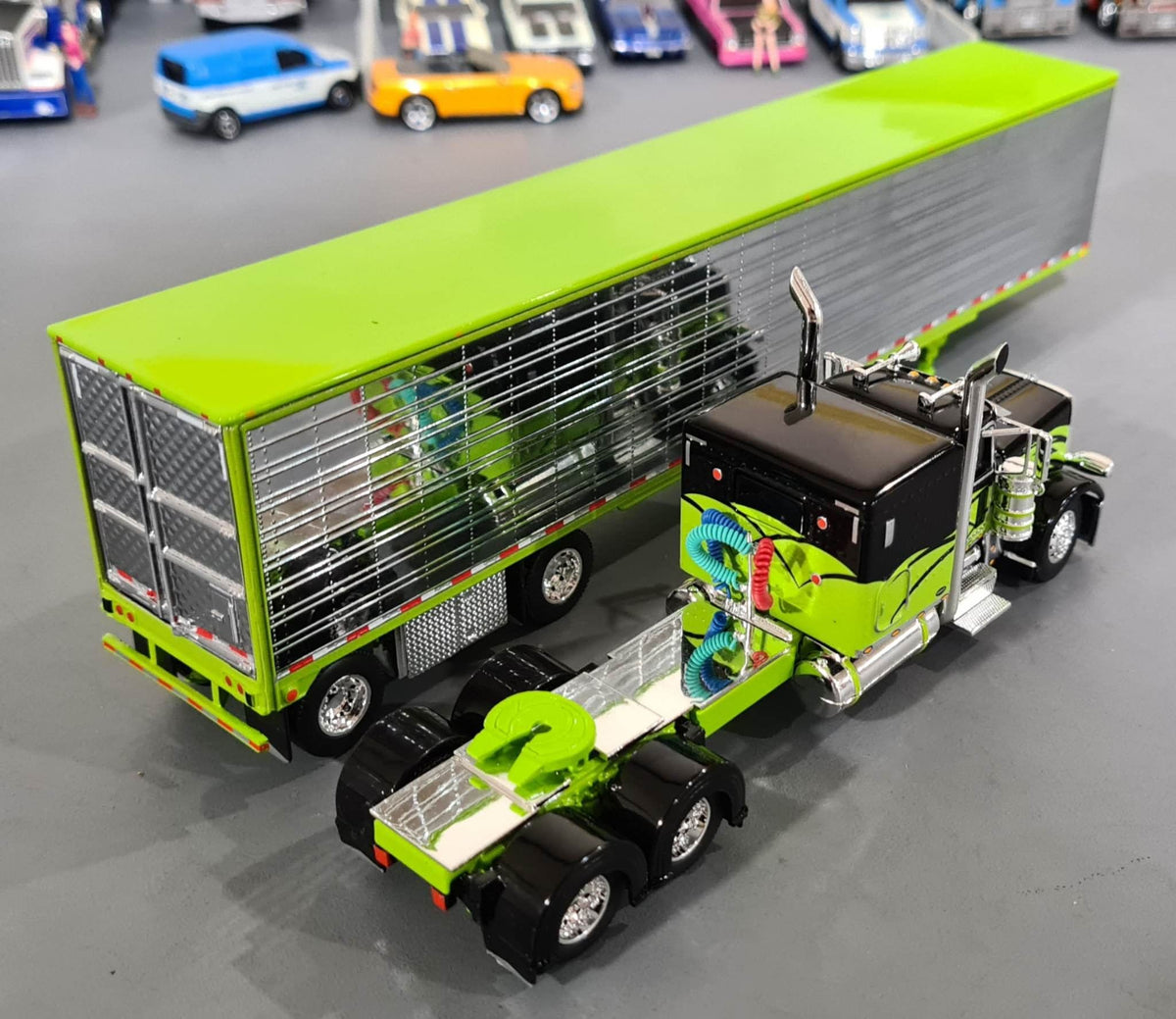 1/64 DCP PETERBILT 389 IN BLACK/CHROME WITH REFRIGERATED TRAILER 60-15 ...