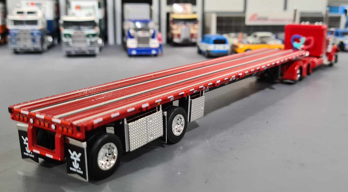 Dcp / First Gear 1/64 Peterbilt 359 Red/Black With Flat Top Trailer ...