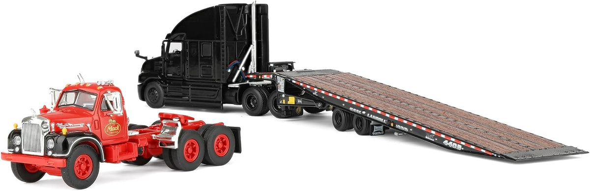 1/64 Dcp Mack Anthem Aero WITH B MODEL LOADED ON A TILTING Trailer 60 ...