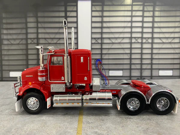 ICONIC REPLICAS 1/50 SCALE SAR KENWORTH LOWLINE IN RED WITH RED CHASSI ...