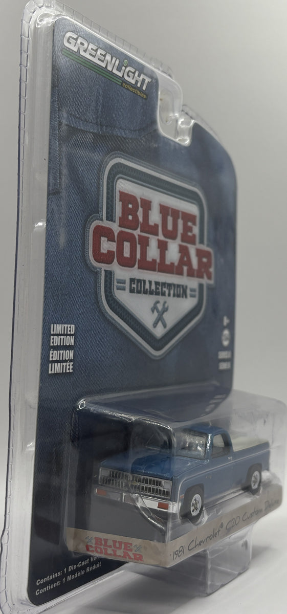 1/64 Greenlight Blue Collar Collection 1981 Chevrolet C20 Custom Delux ...