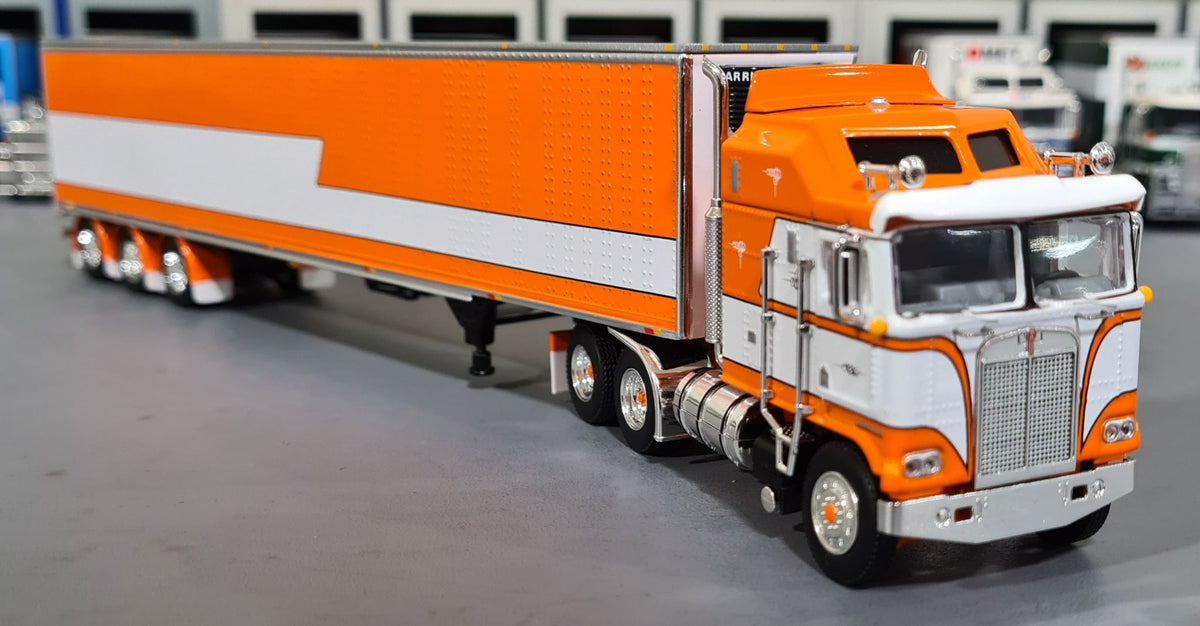 Dcp / First Gear K100 Kenworth Orange/White With Tri Axle Trailer ...